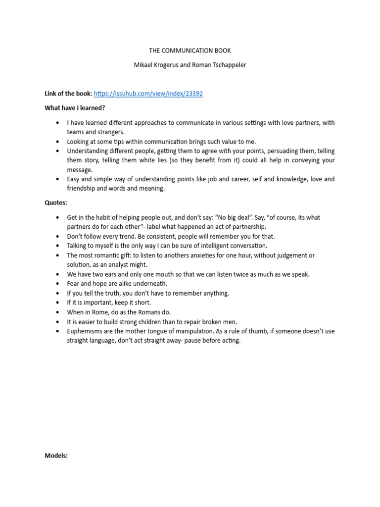 The Communication Book | PDF | Body Language | Human Communication