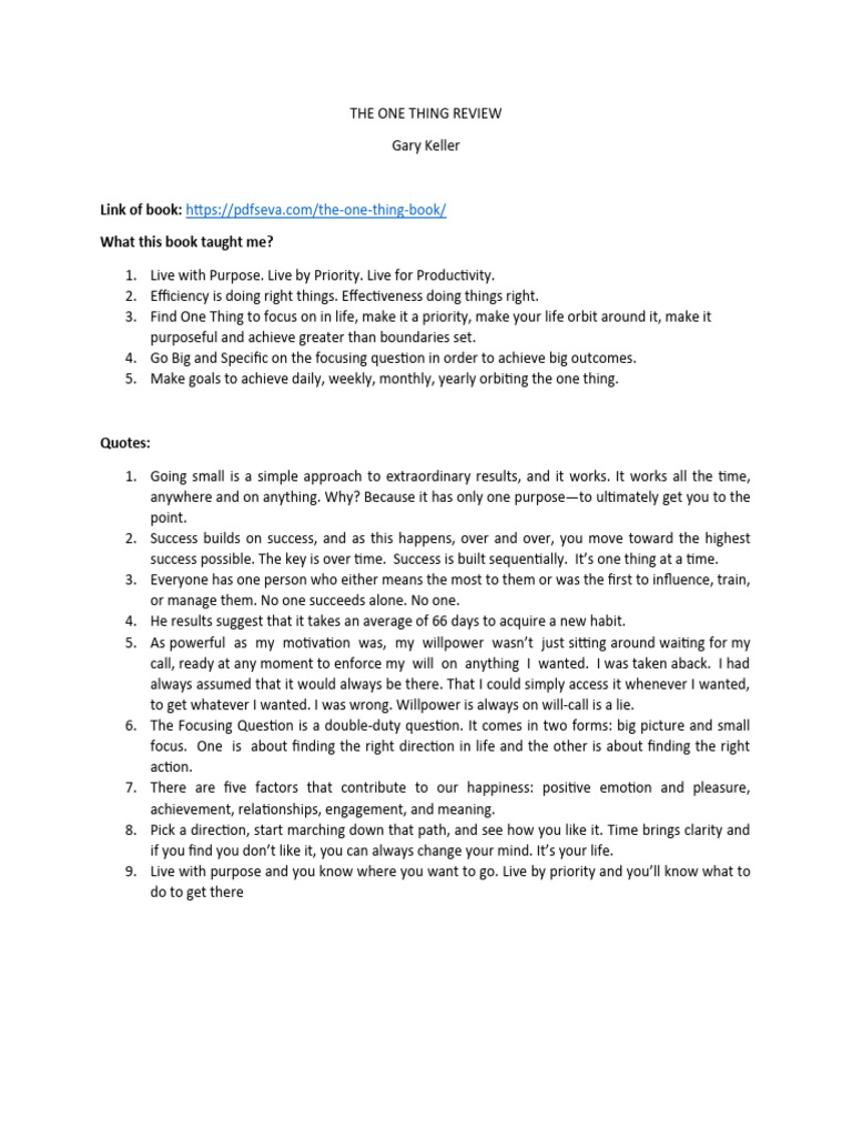 The One Thing | PDF | Disciplines | Cognition