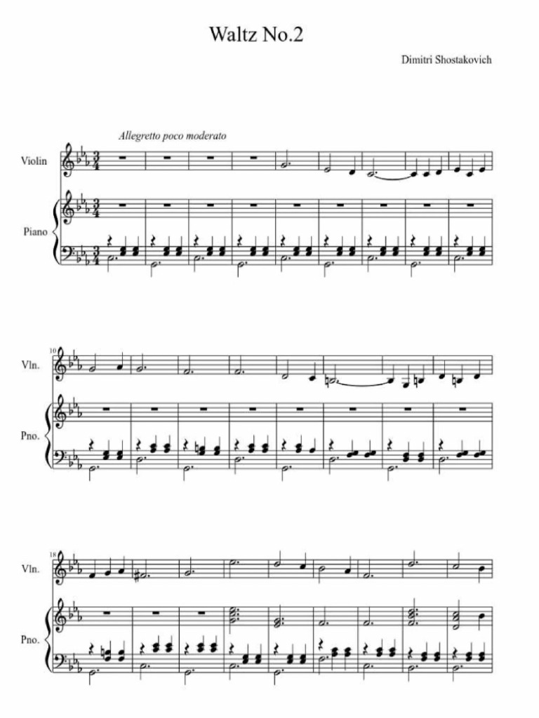 Waltz No.2 Shostakovich For Violin and Piano | PDF