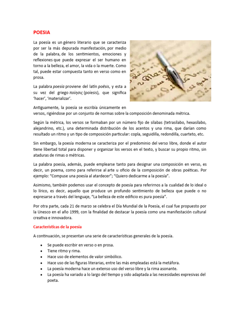 POESIA Y TIPOS DE POESIA BASICO 2024 | PDF | Poesía | Poesía lírica