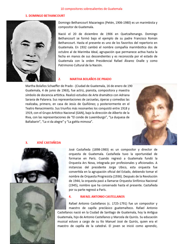 Compositores Destacados de Guatemala | PDF | Musicología