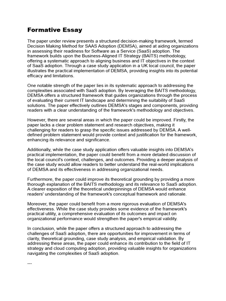 Formative Essay | PDF | Methodology | Evaluation