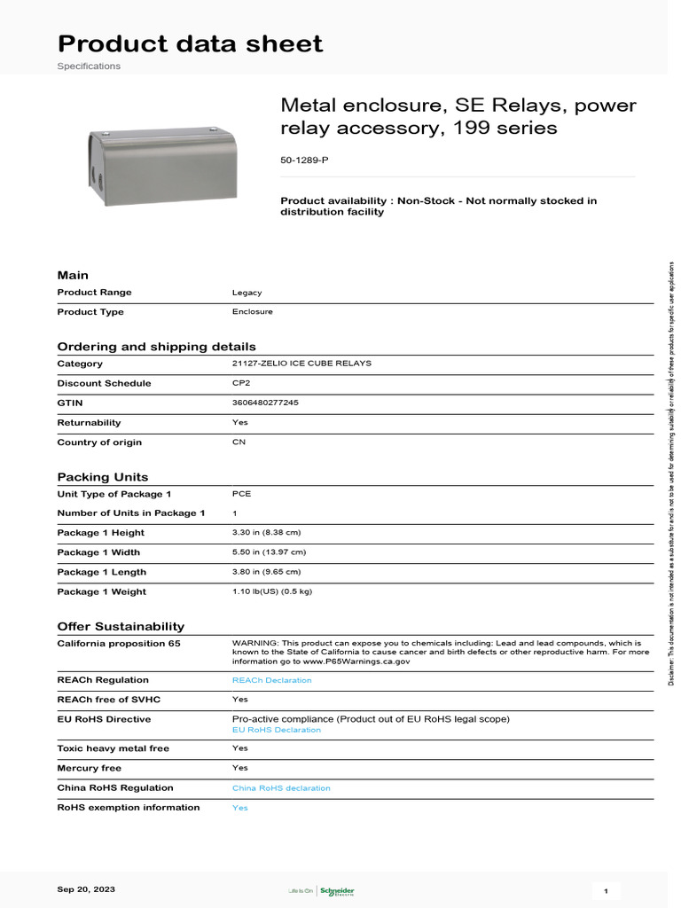 Metal Enclosure for SE Relays 50-1289-P | PDF