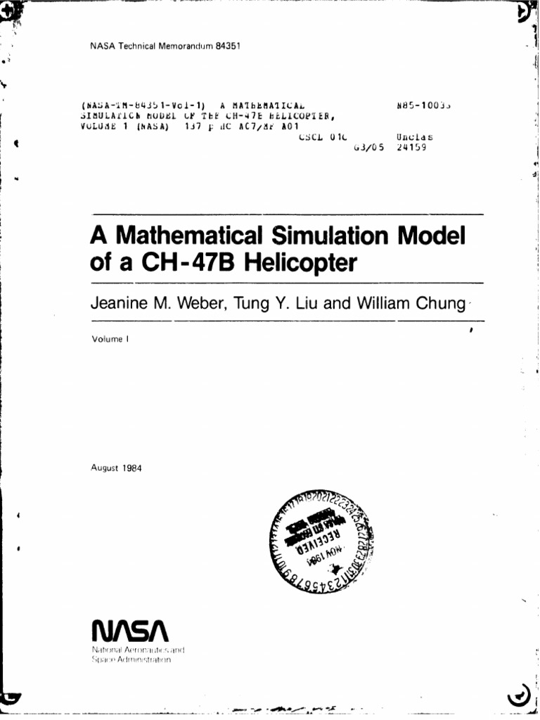 A Mathematical Simulation Model of A CH-47B Helicopter | PDF ...