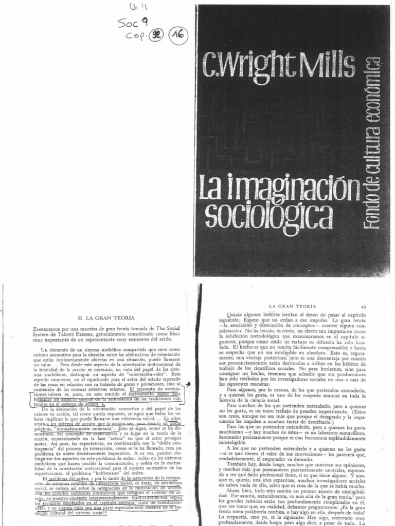 La Gran Teoria - La Imaginacion Sociologica - Charles Wright Mills | PDF