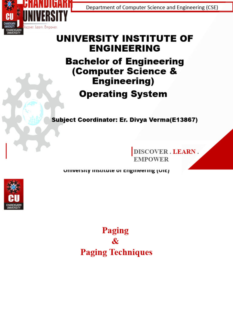Paging Techniques in Operating Systems | PDF | Computing | Computer Engineering