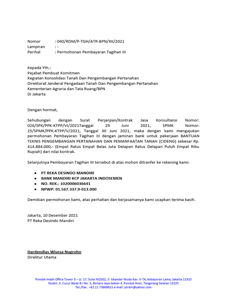 Surat Tagihan III BANTEK | PDF | Teknologi & Rekayasa