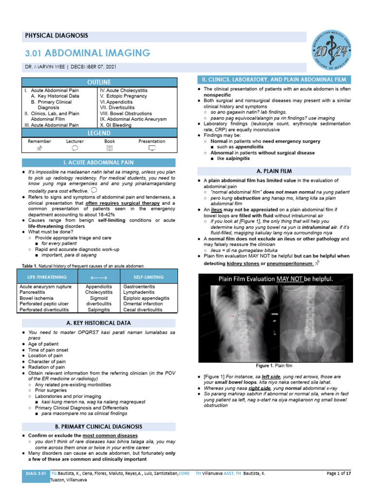 (PD Lec) 3.01 Abdominal Imaging | PDF | Medical Ultrasound | Diseases ...