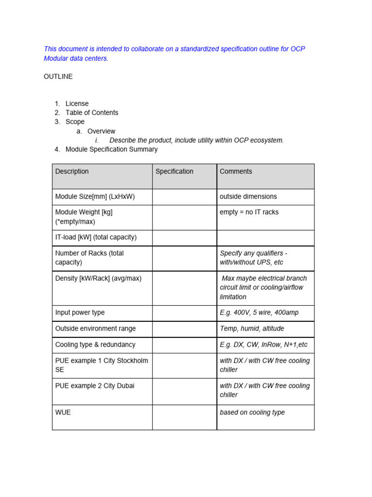 OCP Modular Data Center Specifications | PDF | Data Center | Building ...
