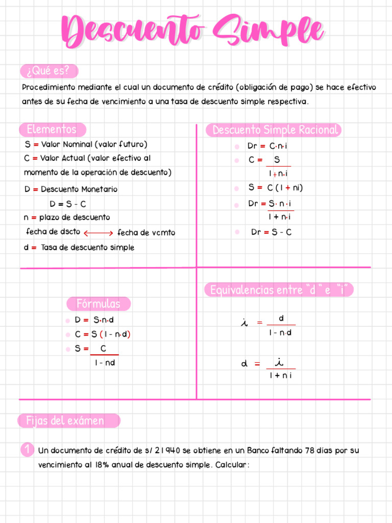 Capítulo 3 - Descuento Simple | PDF | Bancos | Inversiones
