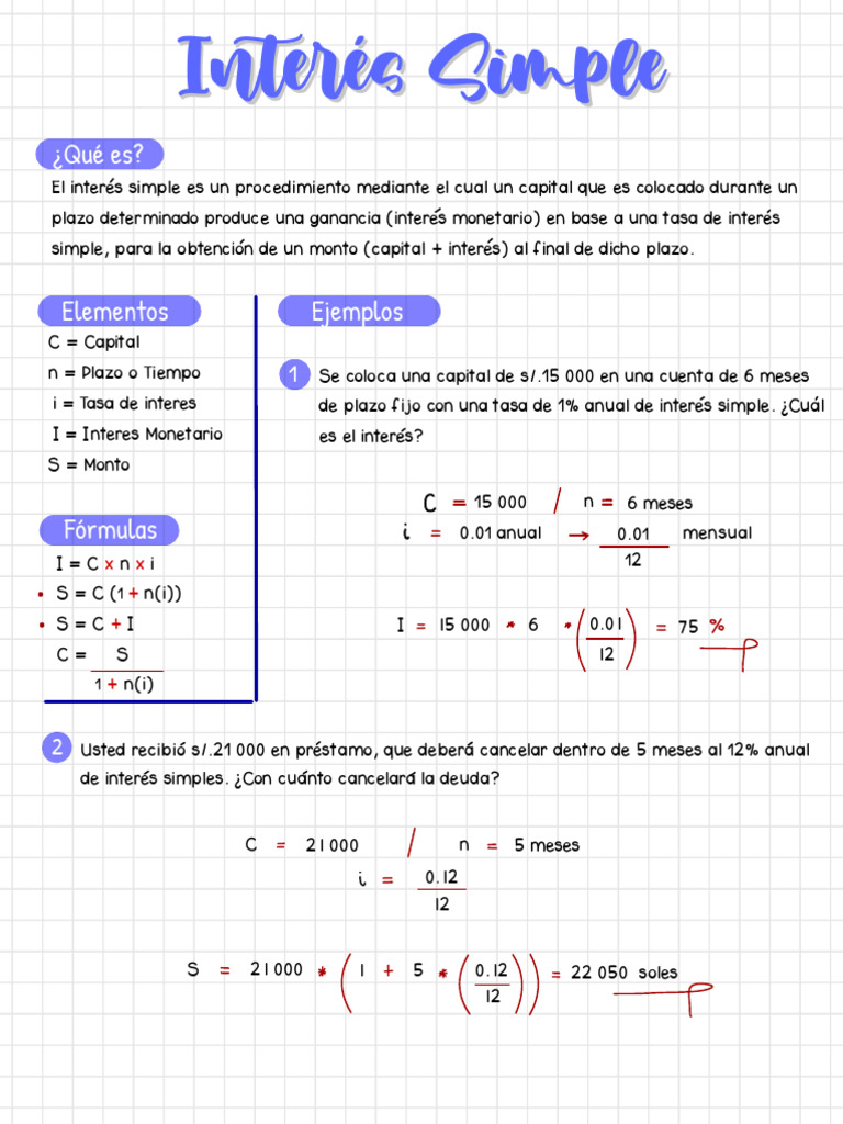 Capítulo 1_ Interés Simple | PDF | Interés | Sector privado