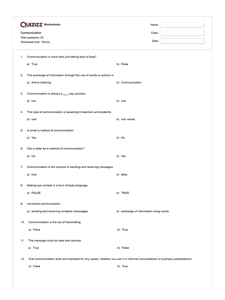 Communication _ Quizizz | PDF | Communication | Nonverbal Communication
