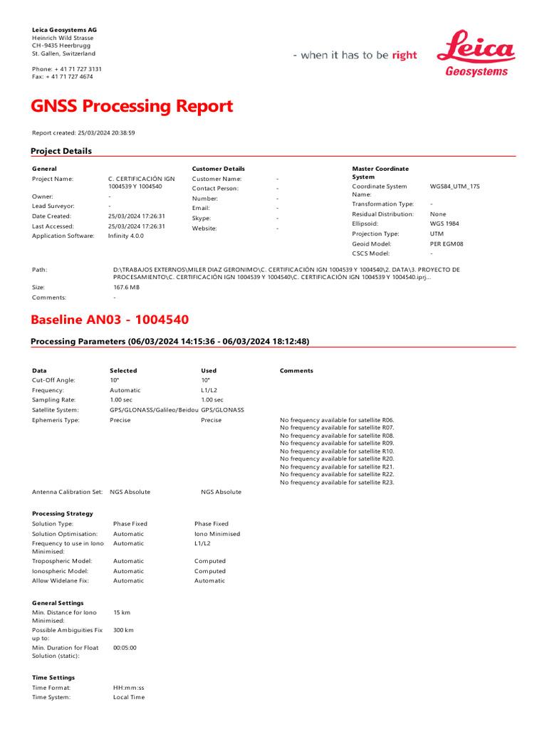 GNSS Processing Report: Baseline AN03 - 1004540 | PDF | Geodesy ...