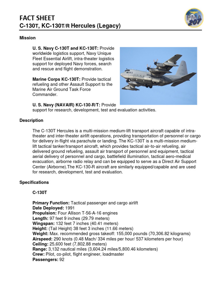 Fact Sheet C - KC-130T | PDF | Lockheed C 130 Hercules | Aerial Refueling