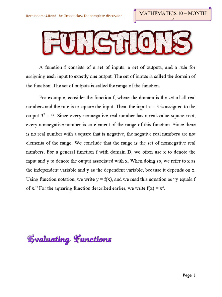 Reminders: Attend The Gmeet Class For Complete Discussion | PDF ...