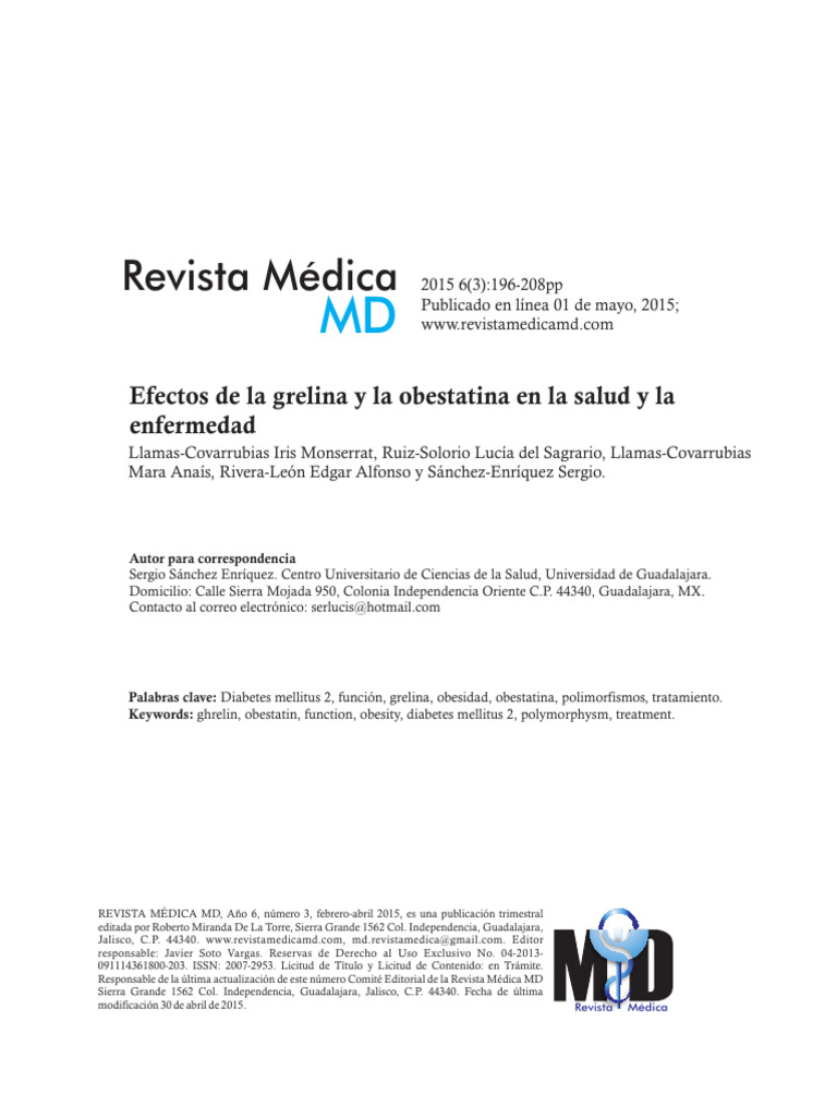 Grelina y Obestatina: Impacto en Salud | PDF | Receptor (Bioquímica ...