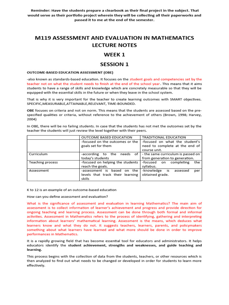 Summative Assessment in Mathematics | PDF | Educational Assessment ...