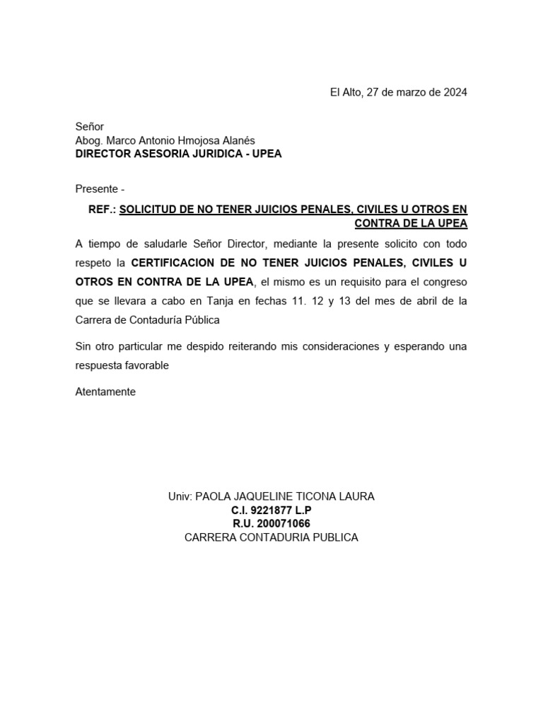 Asesoria Juridica - Upea Viaje Tarija | PDF Asesoria Juridica - Upea Viaje Tarija | PDF