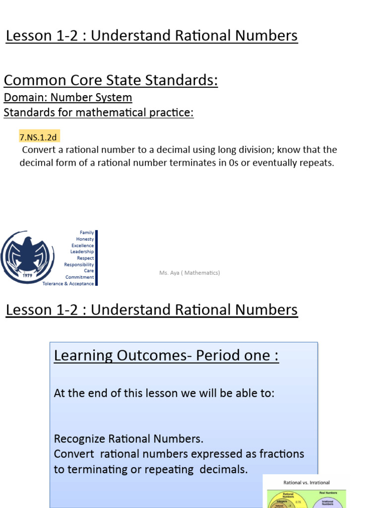 1.2 Rational Numbers | PDF | Decimal | Numbers