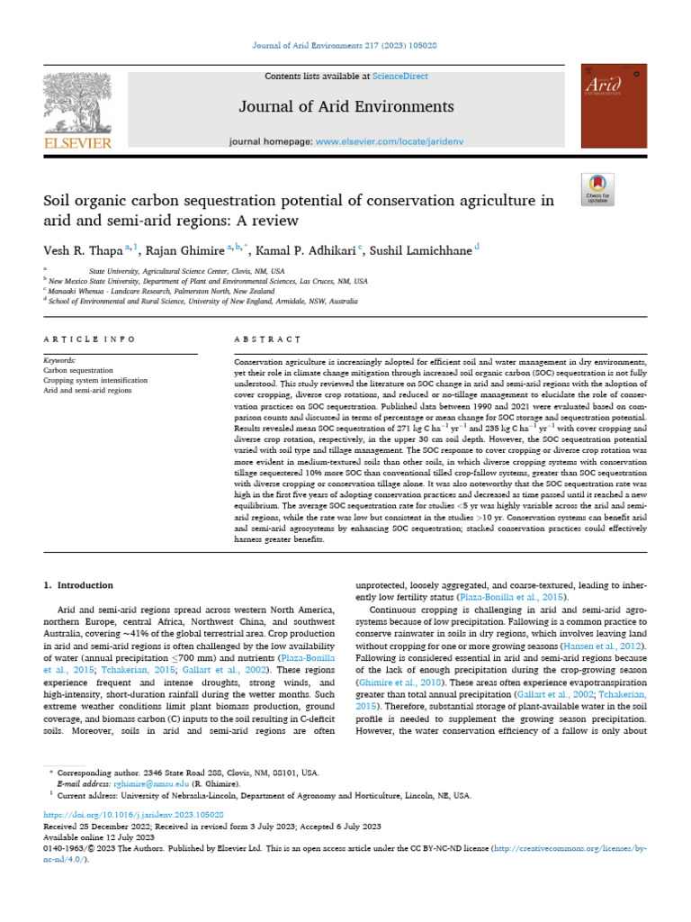 Thapa Et Al 2023 | PDF | Crop Rotation | Soil