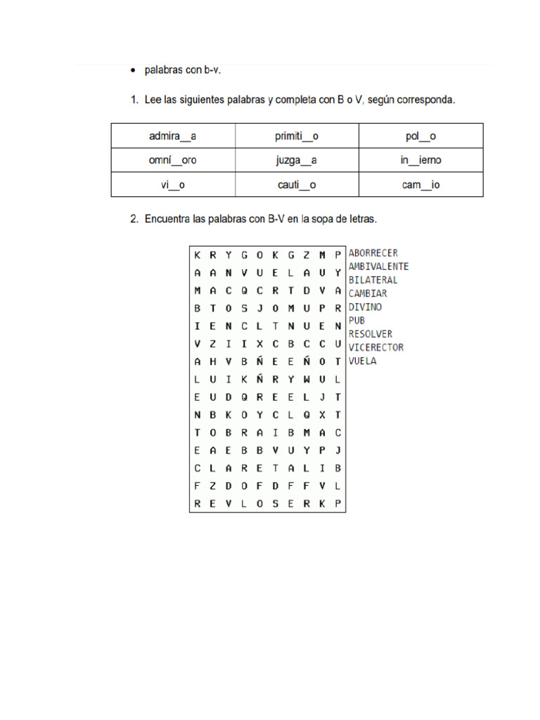 Uso de La B y V | PDF
