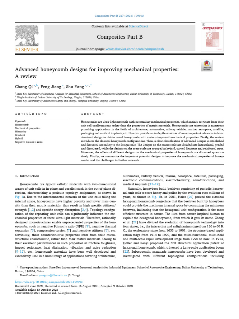 Advanced honeycomb designs for improving mechanical properties A review ... Advanced honeycomb designs for improving mechanical properties A review ...