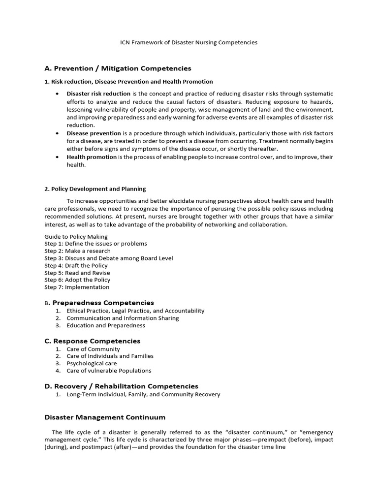 ICN Framework of Disaster Nursing Competencies | Download Free PDF ...