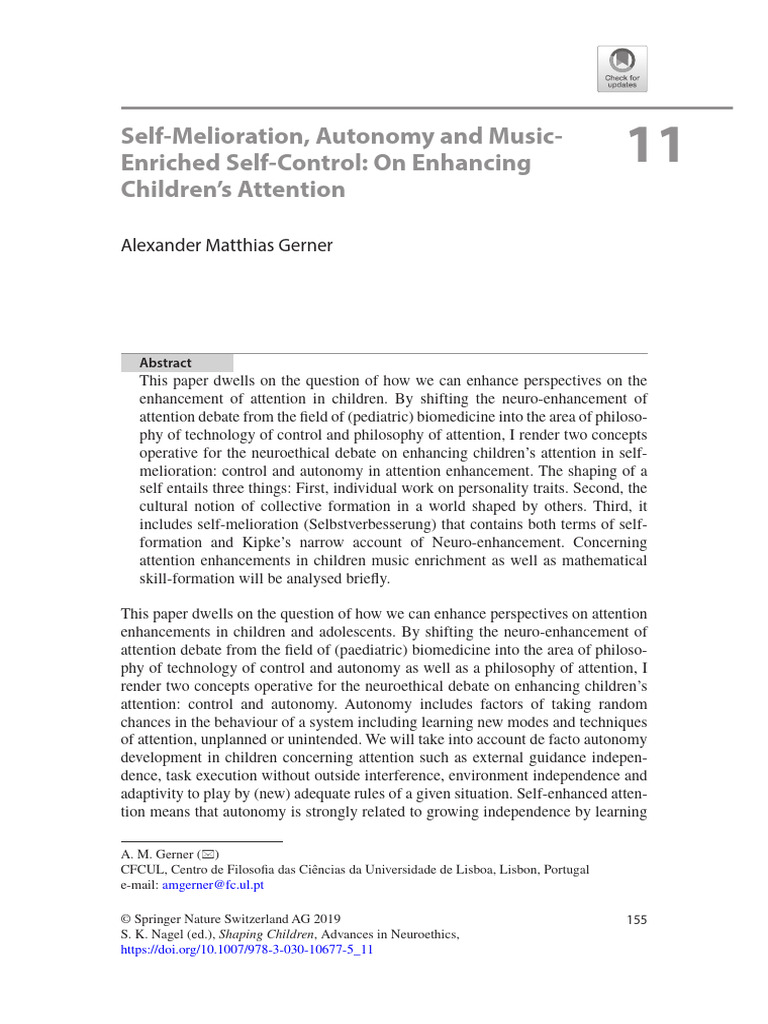 Gerner (2019) Nagel (Ed) Shaping Children | PDF | Attention | Autonomy