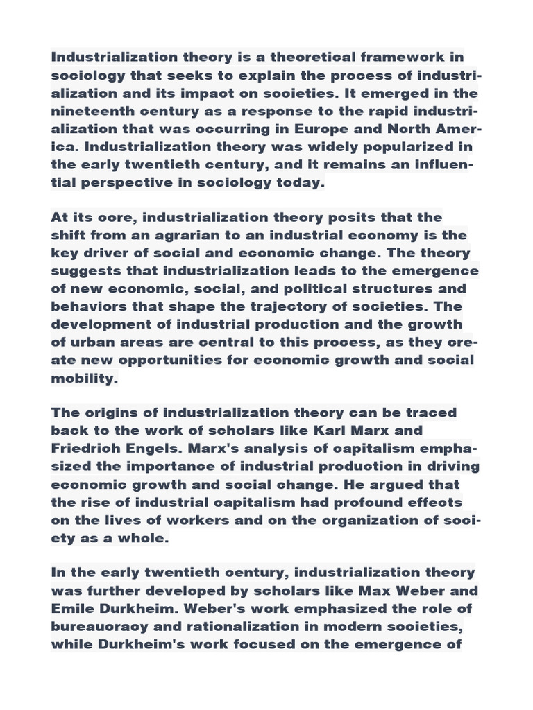 Industrialization Theory Definition by AI | Download Free PDF ...