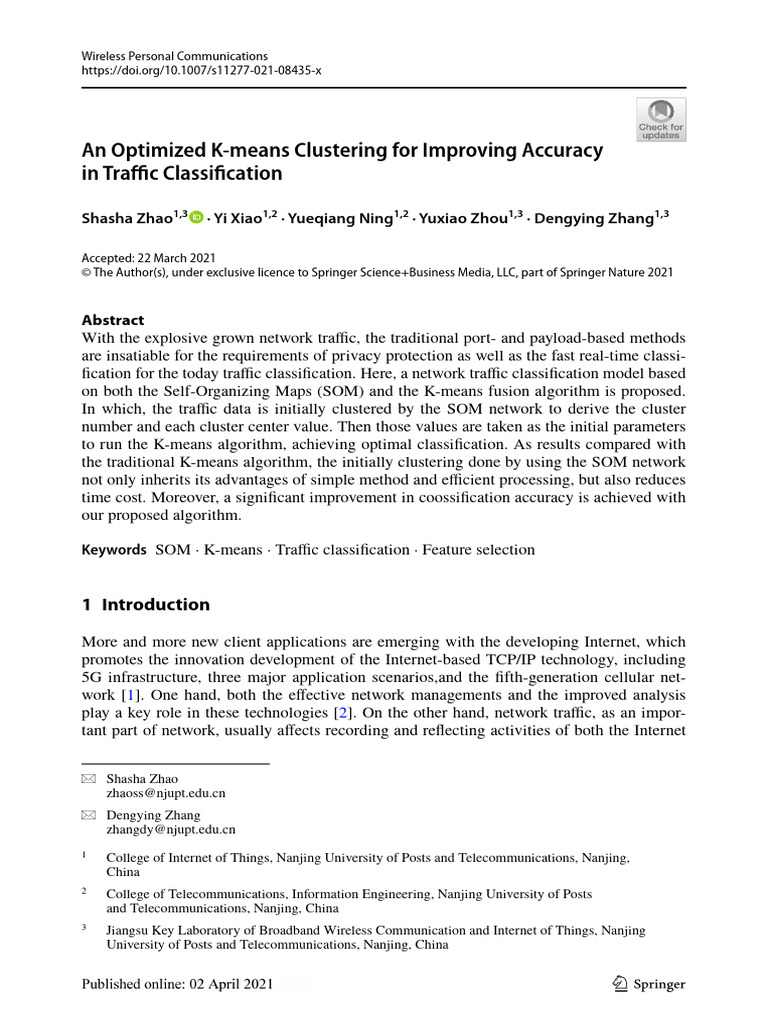An Optimized K Means Clustering For Improving Accuracy in Traffic ... An Optimized K Means Clustering For Improving Accuracy in Traffic ...