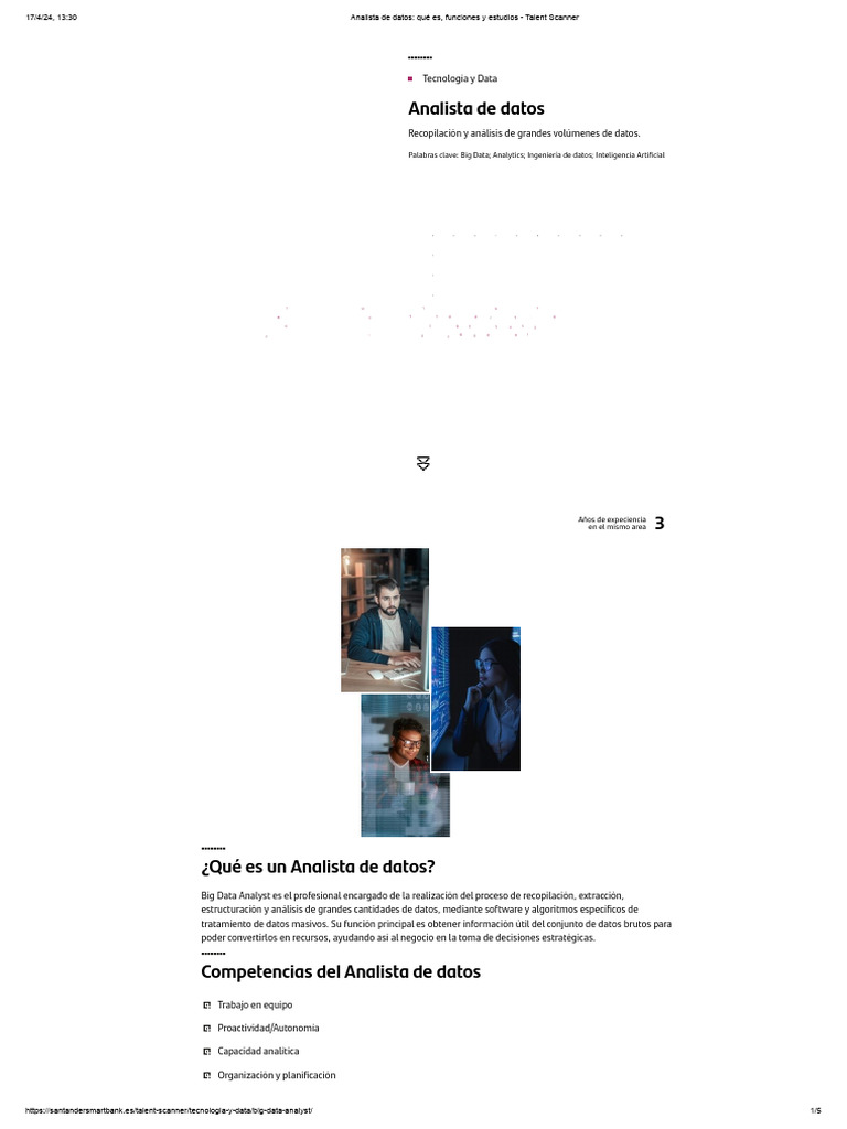 Analista de Datos - Qué Es, Funciones y Estudios - Talent Scanner | PDF | Big Data | Informática