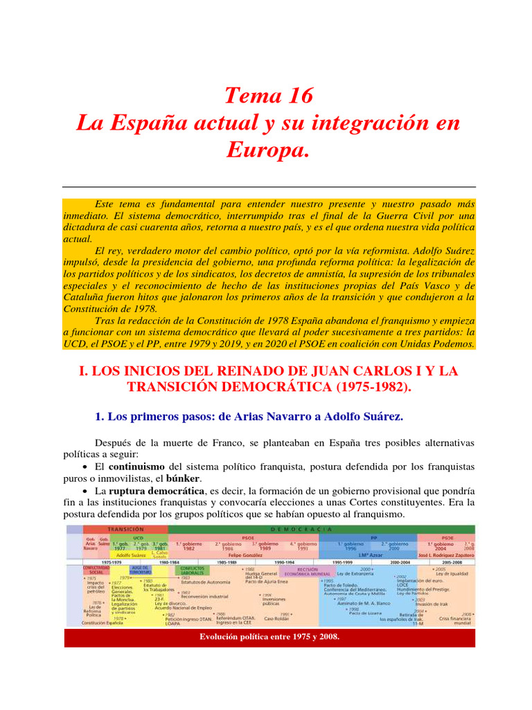 El Proceso De Transición A La Democracia Y La Constitución De 1978