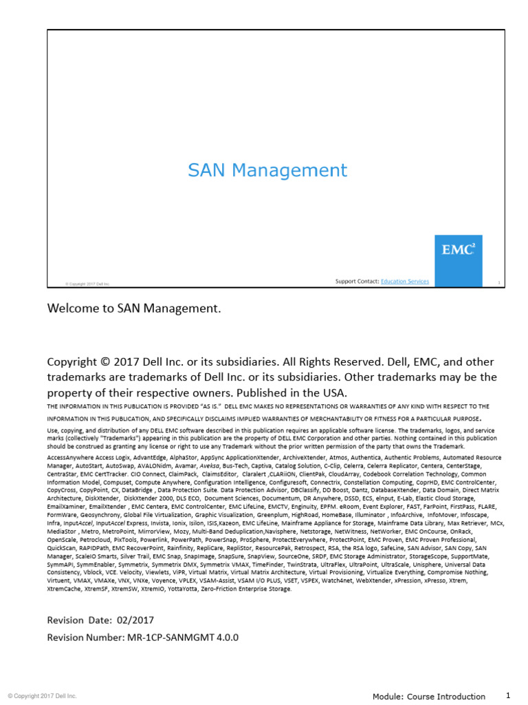 00 MR-1CP-SANMGMT - Course Introduction - v4.0.1 | PDF | Trademark | Computing