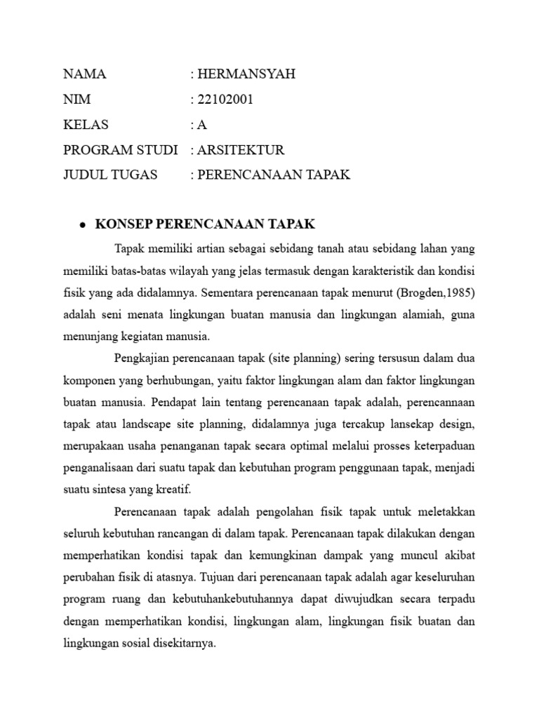 Perancangan Tapaknya Herman | PDF