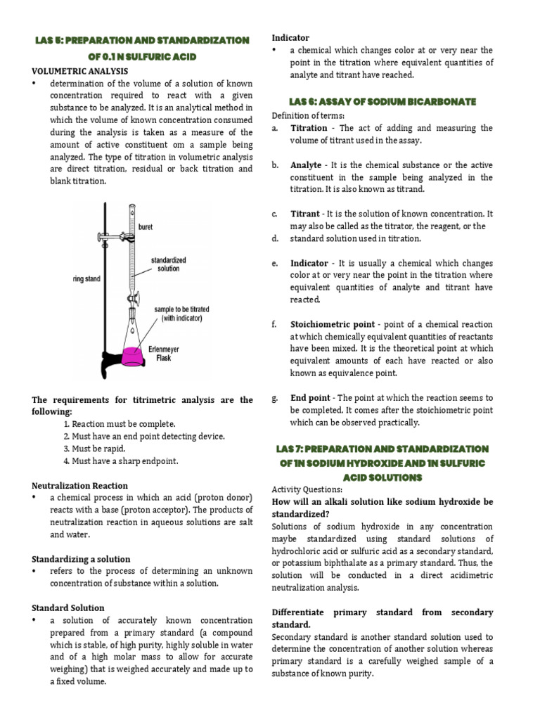 Standardization of Acid Solutions in Titration | PDF | Titration ...