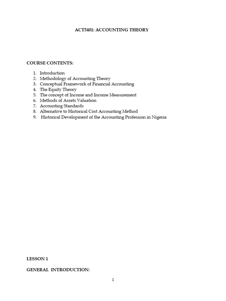 Accounting Theory Course Guide | PDF | Theory | Level Of Measurement
