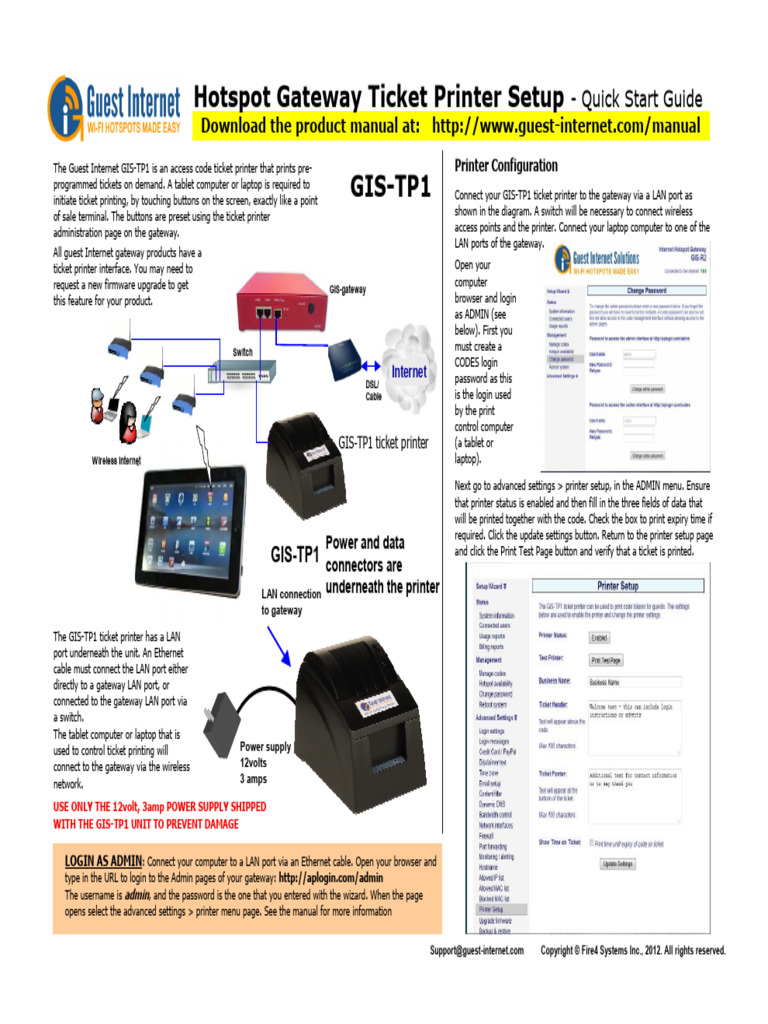 GUEST INTERNET Printer GIS TP1 Quick Start Guide V1.18 | PDF | Local ...