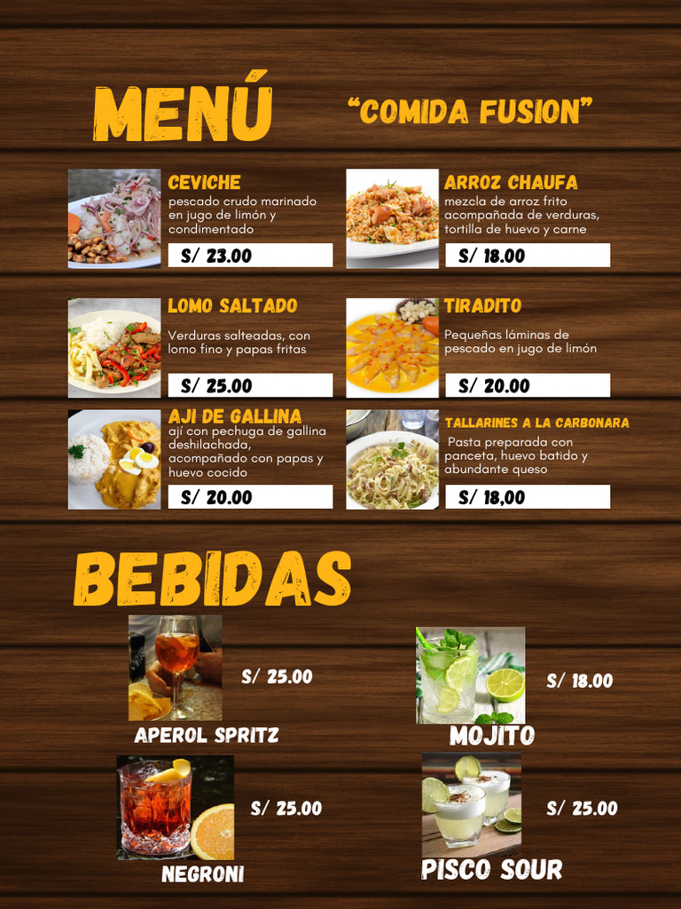 Menú A4 Carta de Tragos Bar Moderno Negro | PDF