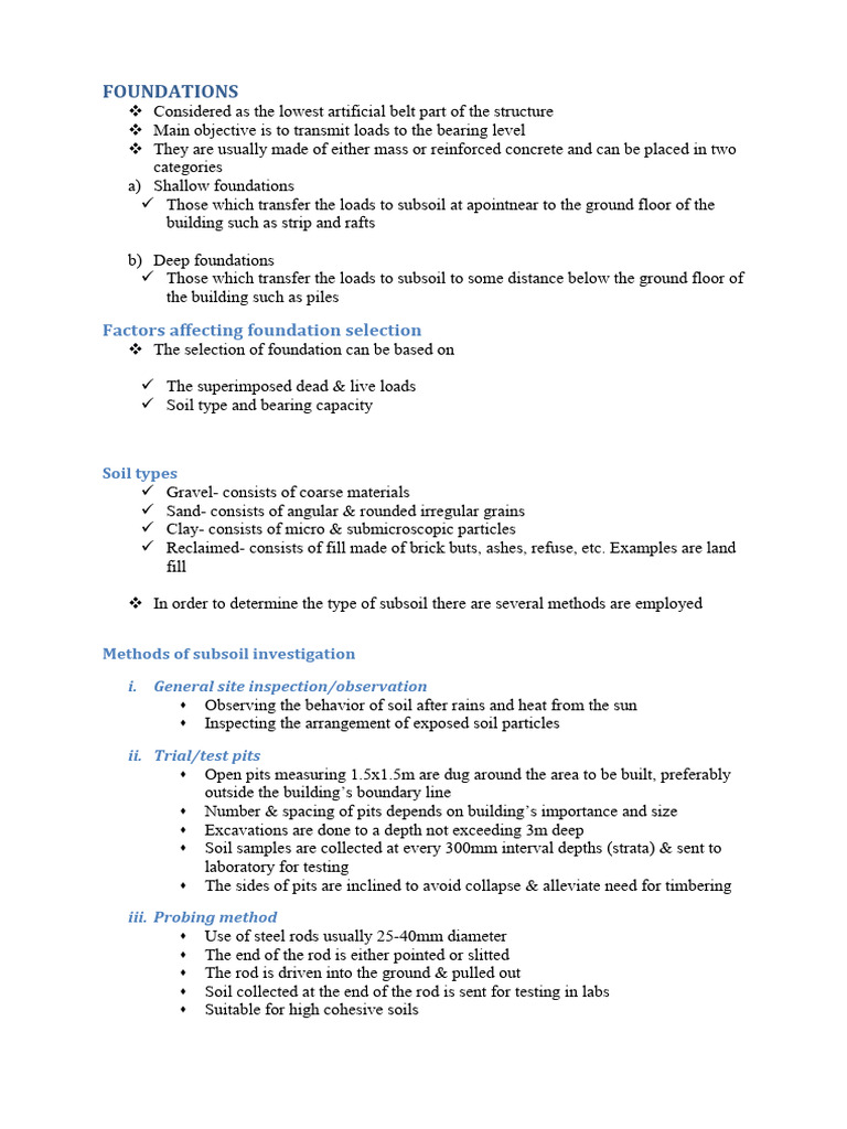 Lecture 3 Subsoil Investigation and Foundations | PDF | Deep Foundation ...