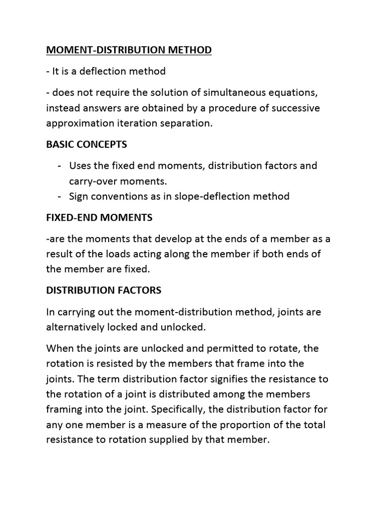 Moment Distribution Method Guide | PDF | Classical Mechanics | Applied And Interdisciplinary Physics
