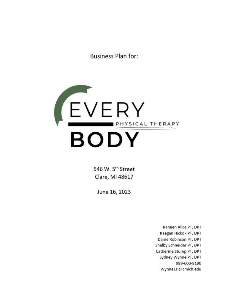 Physical Therapy Business Plan Overview Pdf Physical Therapy