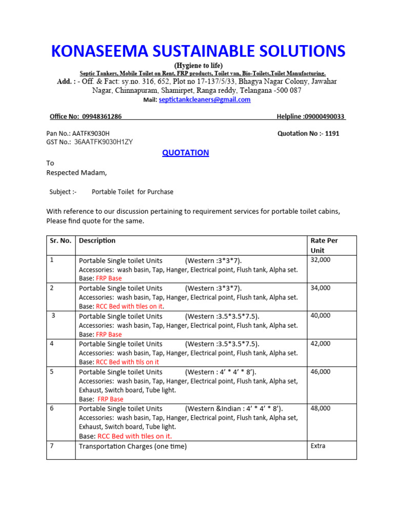 Western Toilets Quotation | PDF | Toilet | Pipe (Fluid Conveyance)