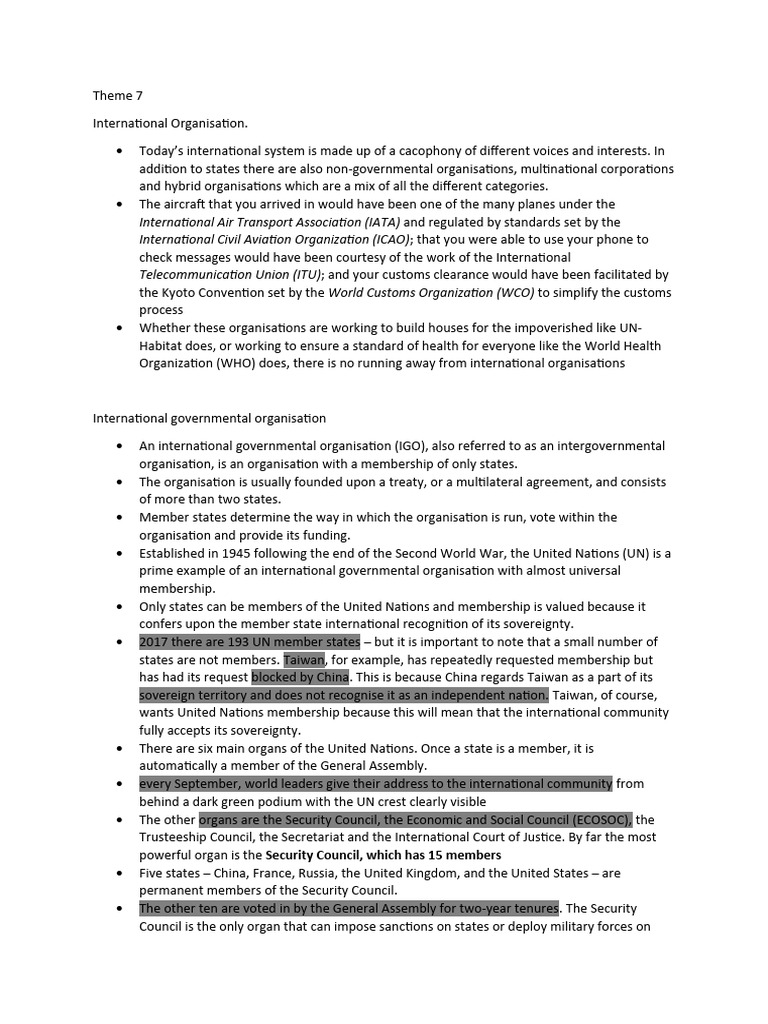 Pto Theme 7 Pdf United Nations International Relations