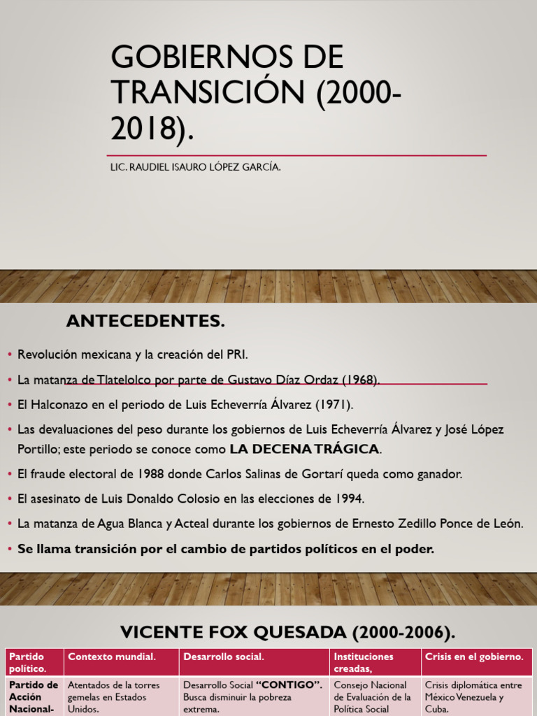 Gobiernos De Transición 2000 2018 Pdf Partido Revolucionario