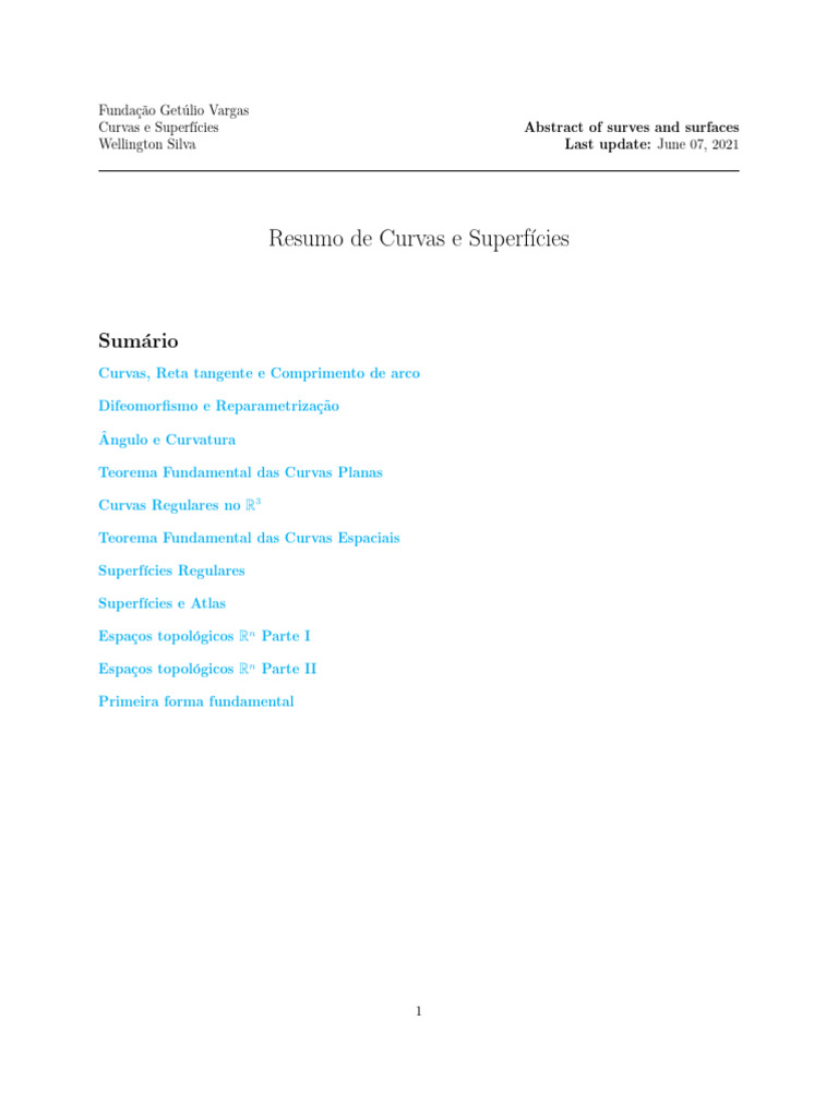 Curvas e Superficies | PDF | Derivado | Curva
