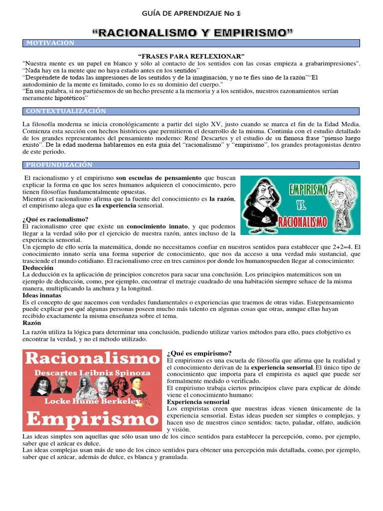 Empirismo vs racionalismo | PDF | Empirismo | Racionalismo