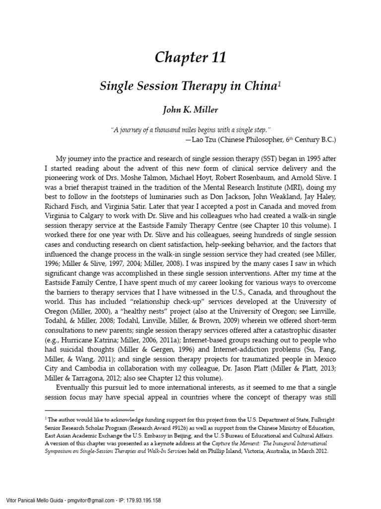 Chapter 11 - Single Session Therapy in China | PDF | Cost Of Living ...