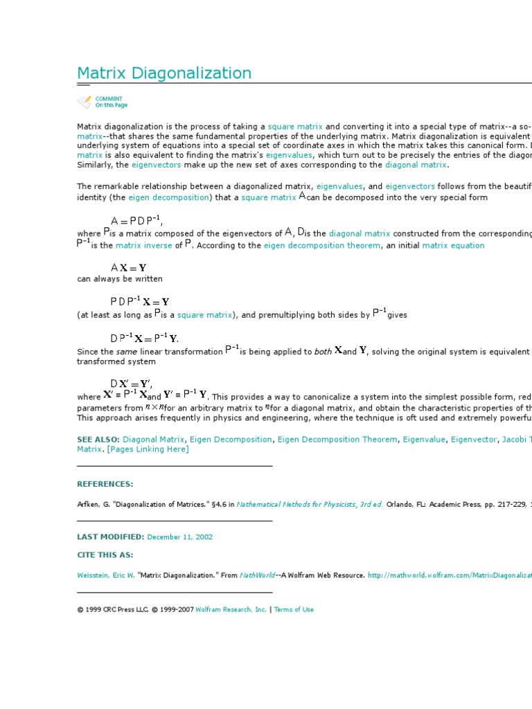 Matrix Diagonalization | PDF