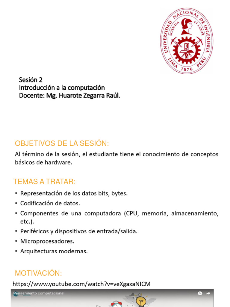 Sesion2 IC UNI 2024 1 | PDF | Hardware de la computadora | Periférico