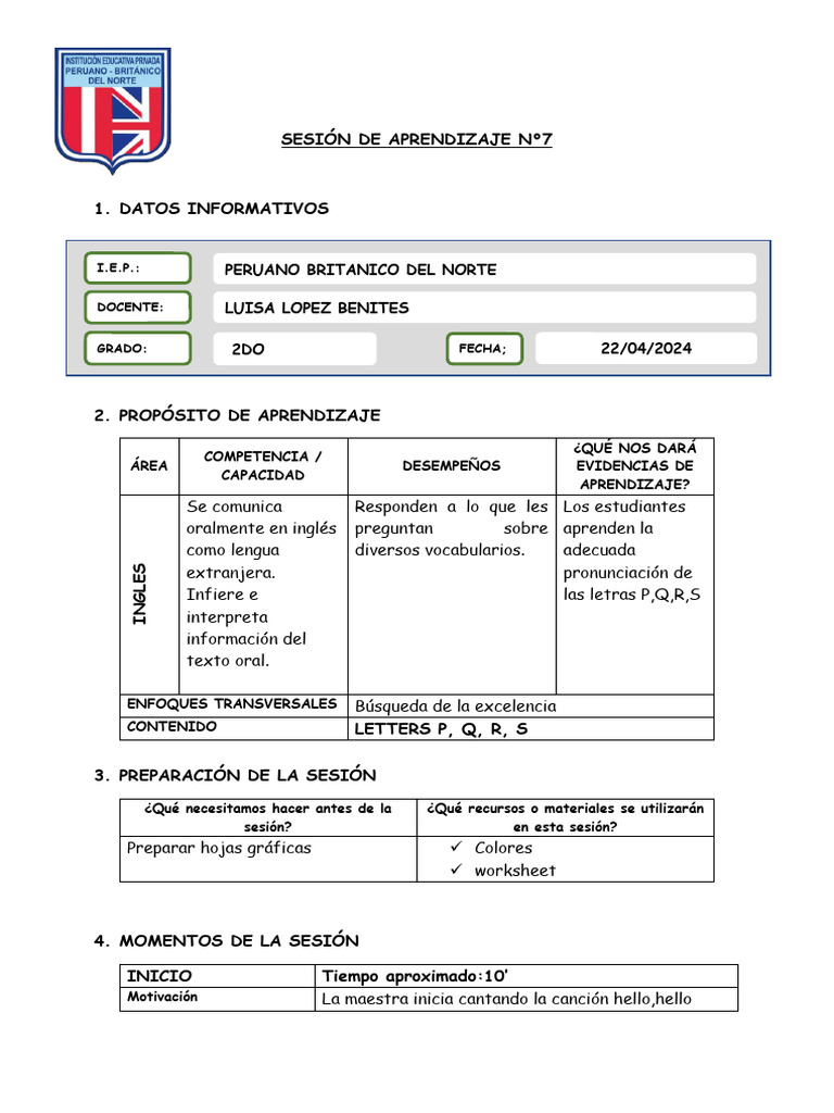 Sesion N°7 - 2 Grado | PDF | Aprendizaje | Evaluación
